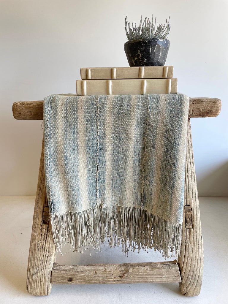 Vintage Faded Blue African Mali Cloth or Throw For Sale at 1stDibs