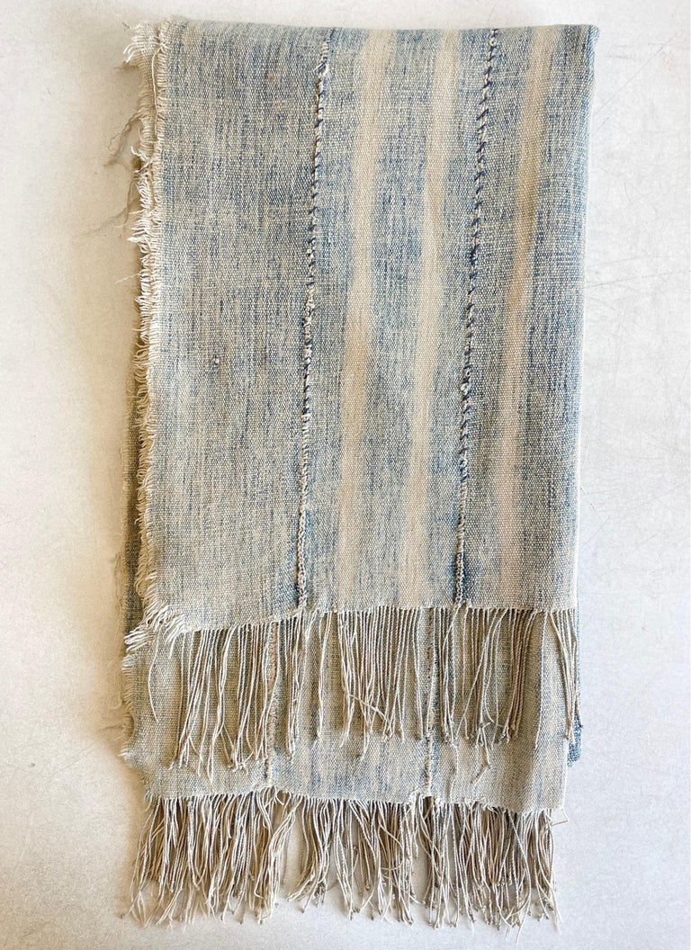 Vintage Faded Blue African Mali Cloth or Throw For Sale at 1stDibs