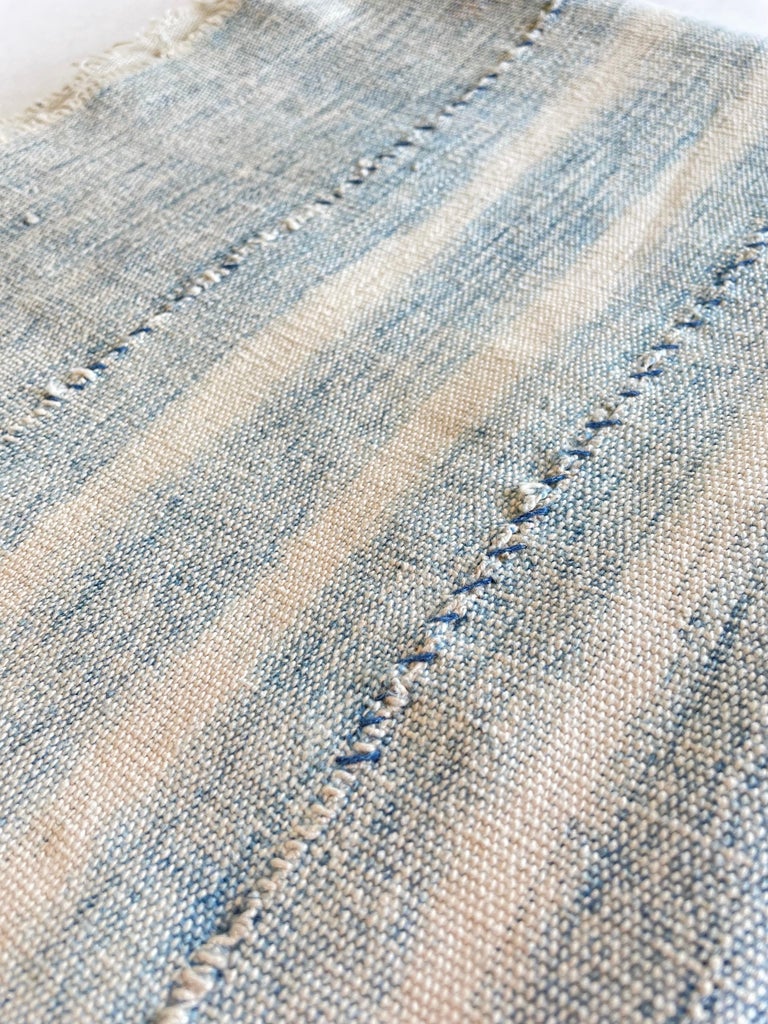 Vintage Faded Blue African Mali Cloth or Throw For Sale at 1stDibs