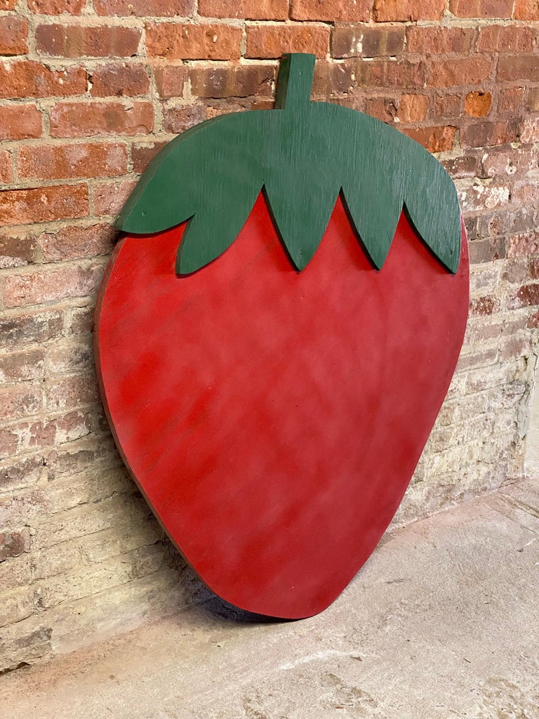 Vintage Farm Stand Oversized Strawberry Sign For Sale at 1stDibs