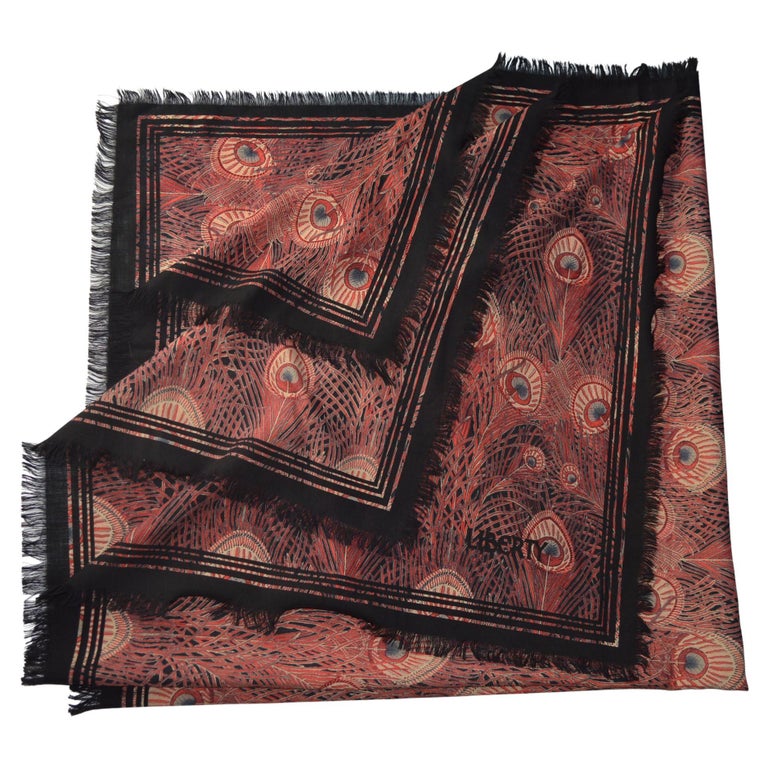 Vintage Fashion Liberty London Wool Peacock Shawl Scarf Gifts For Sale ...