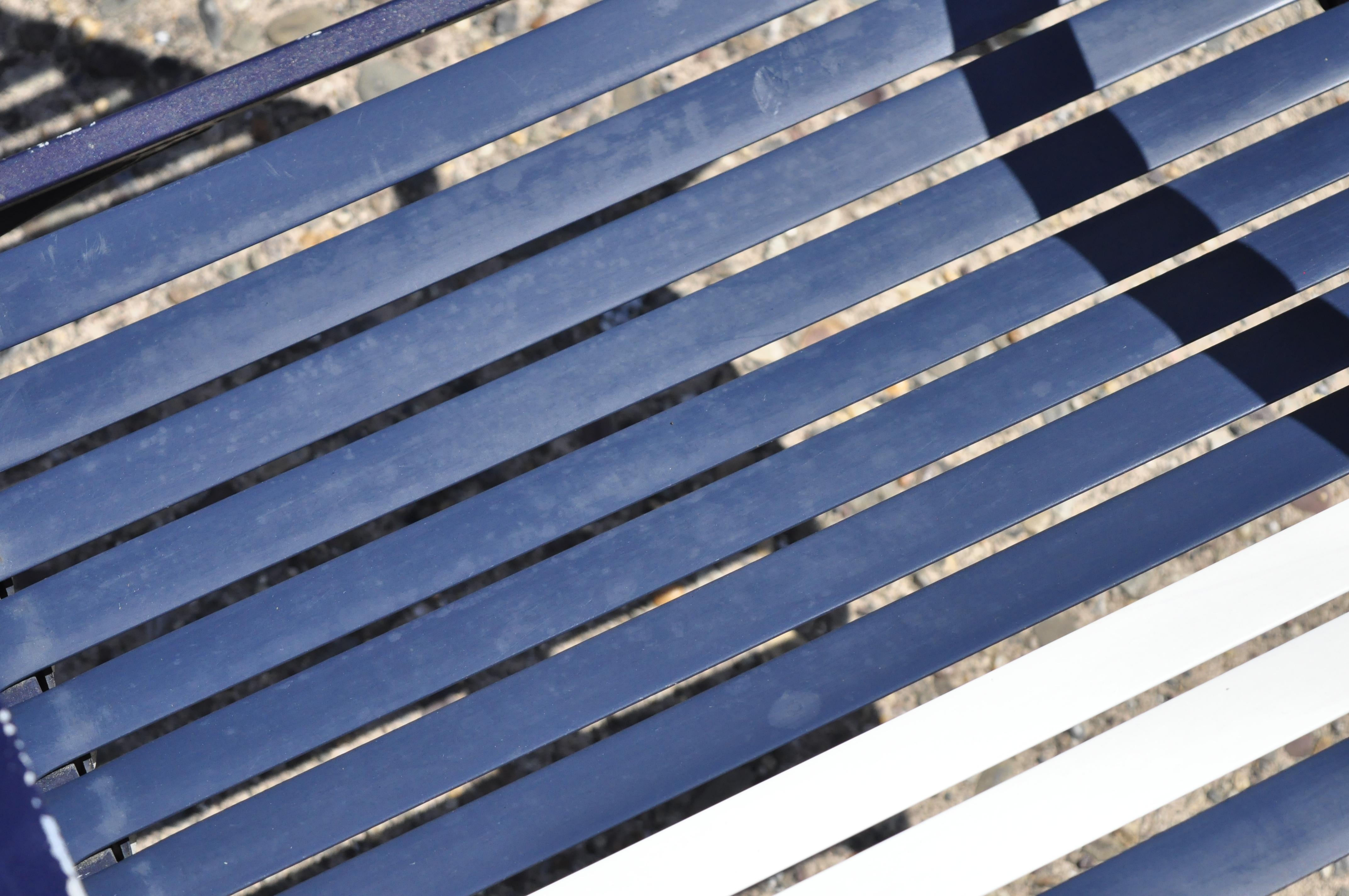 Vintage Faux Bamboo Aluminum Vinyl Straps Blue Patio Lounge Chair and ...