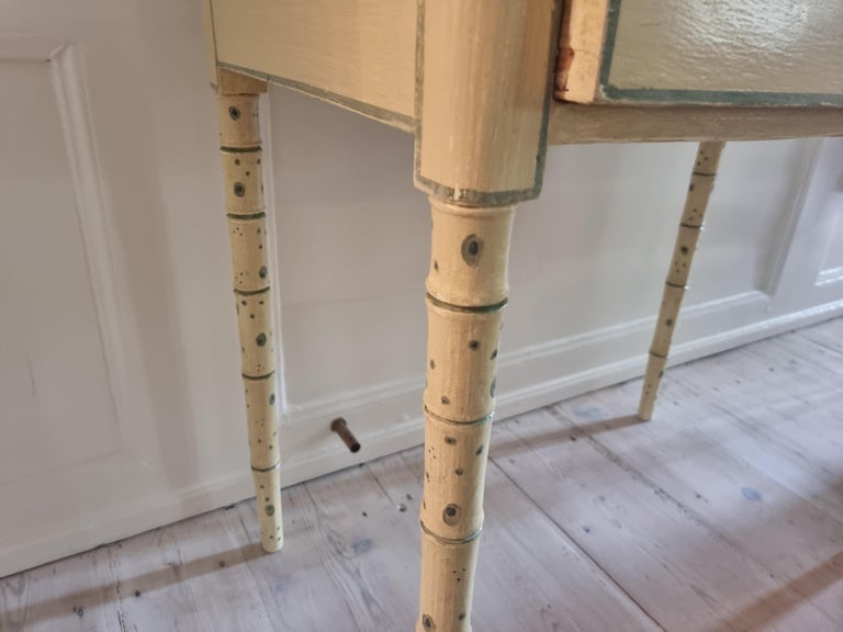 Vintage Faux Bamboo Table with Later Decorations, England 19th Century ...