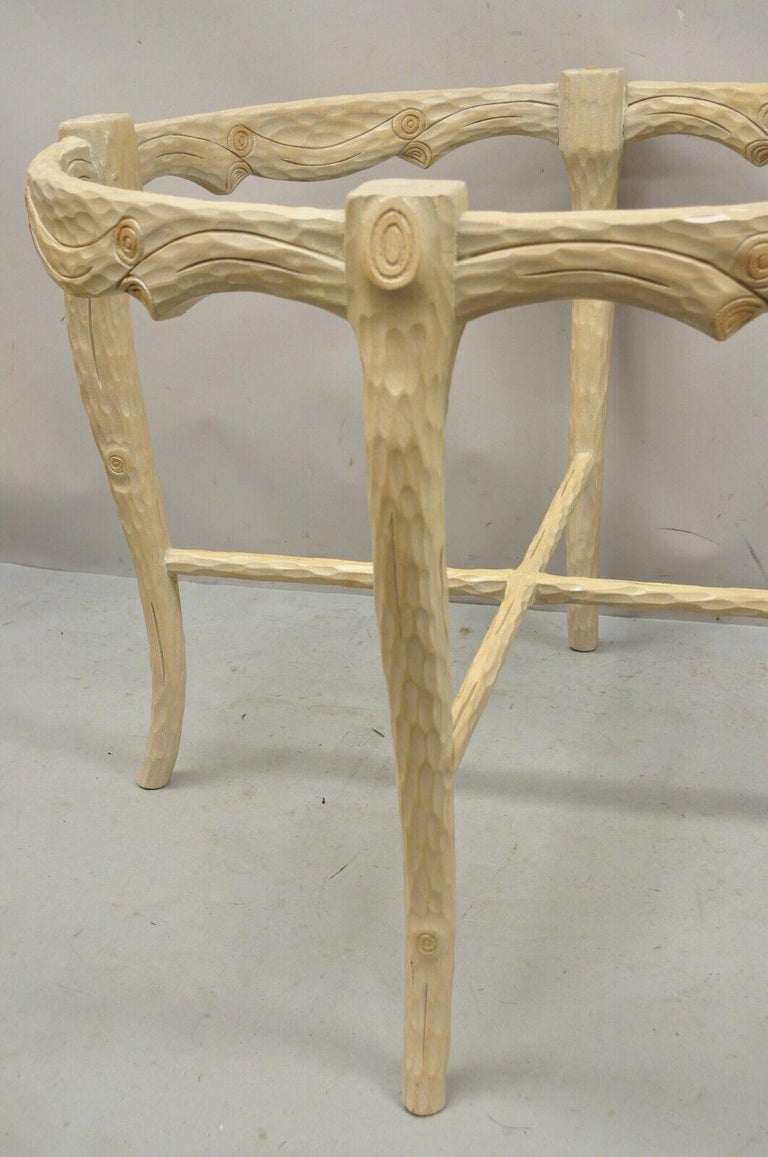 Vintage Faux Bois Carved Wood Round Dining Game Table, No Top For Sale ...