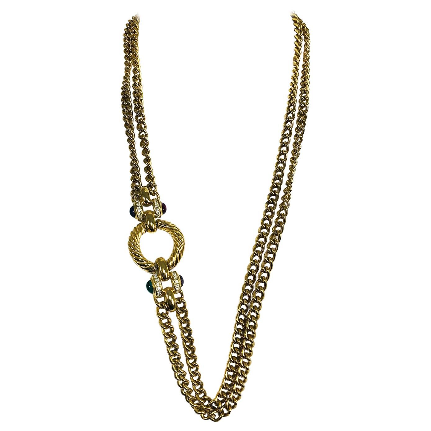 Vintage Maison Gripoix White, Crystal, Faux Turquoise Gold Necklace ...