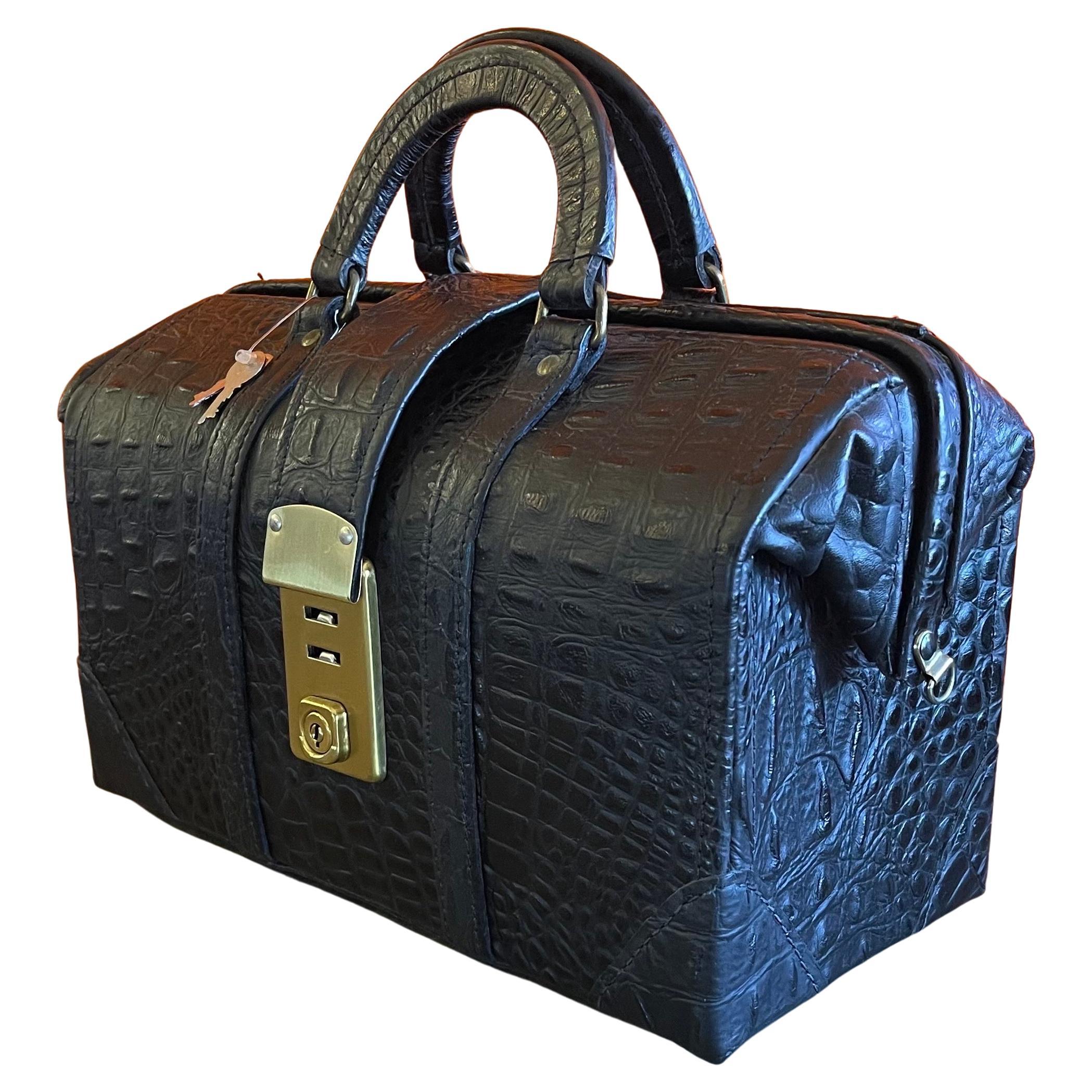 Italian Genuine Black Crocodile Train Beauty and Jewelry Case by Revlon ...