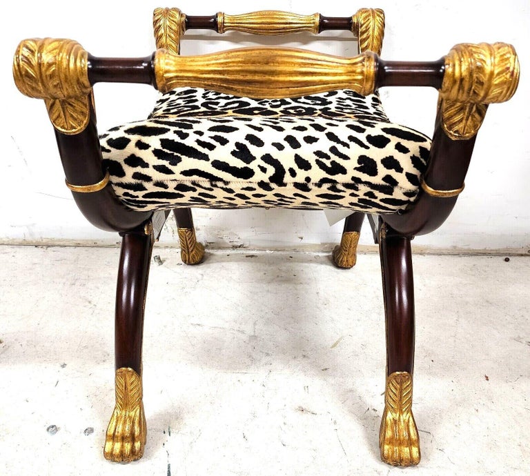 Vintage Faux Leopard Gilded Bench by Maitland Smith at 1stDibs