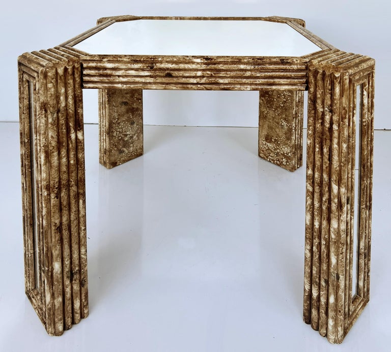Vintage Faux Tortoise Game Table, Manner of Karl Springer with Inset ...