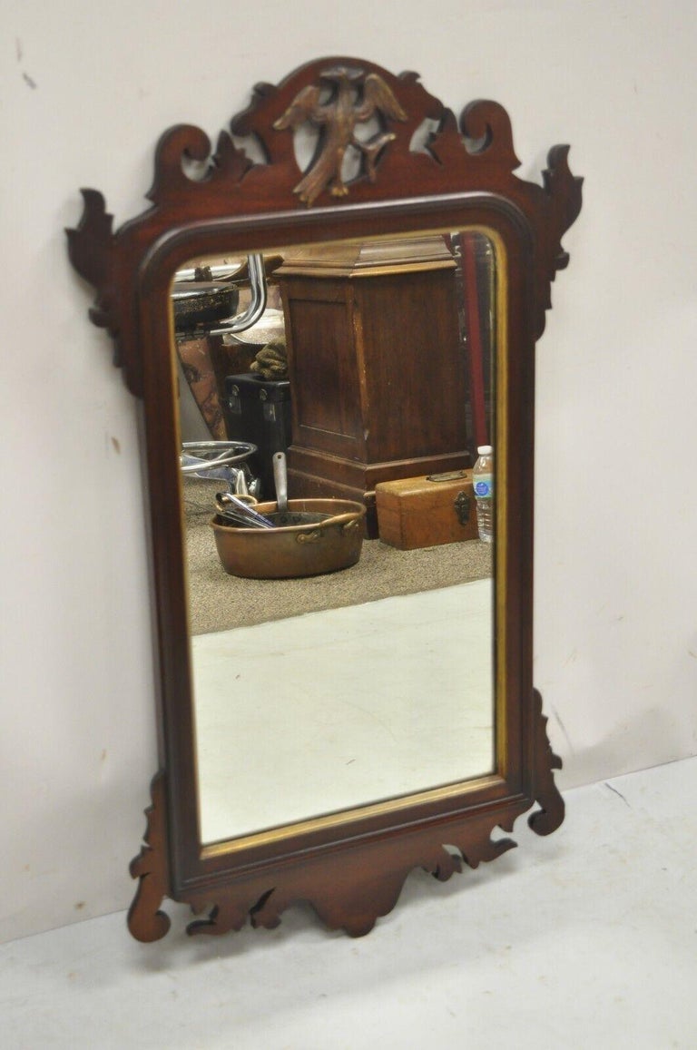 Vintage Federal Style Mahogany Frame Wall Mirror Eagle Pediment at 1stDibs