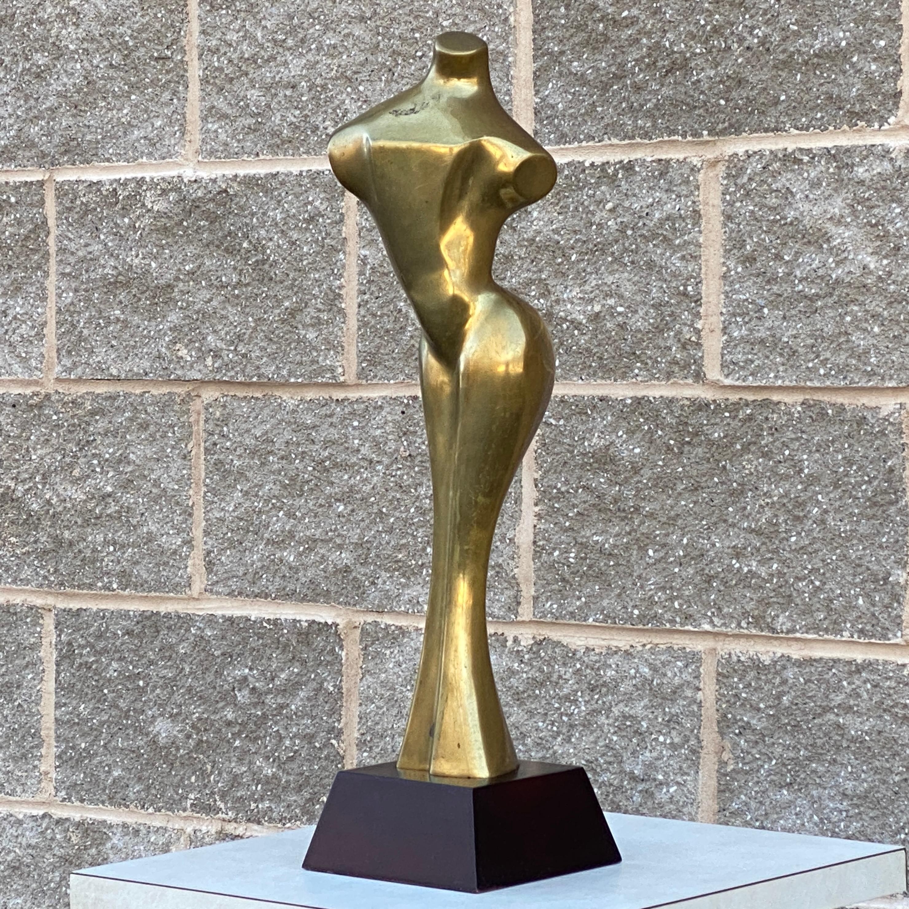 Vintage Female Torso Stylized Venus Brass Sculpture For Sale at 1stDibs