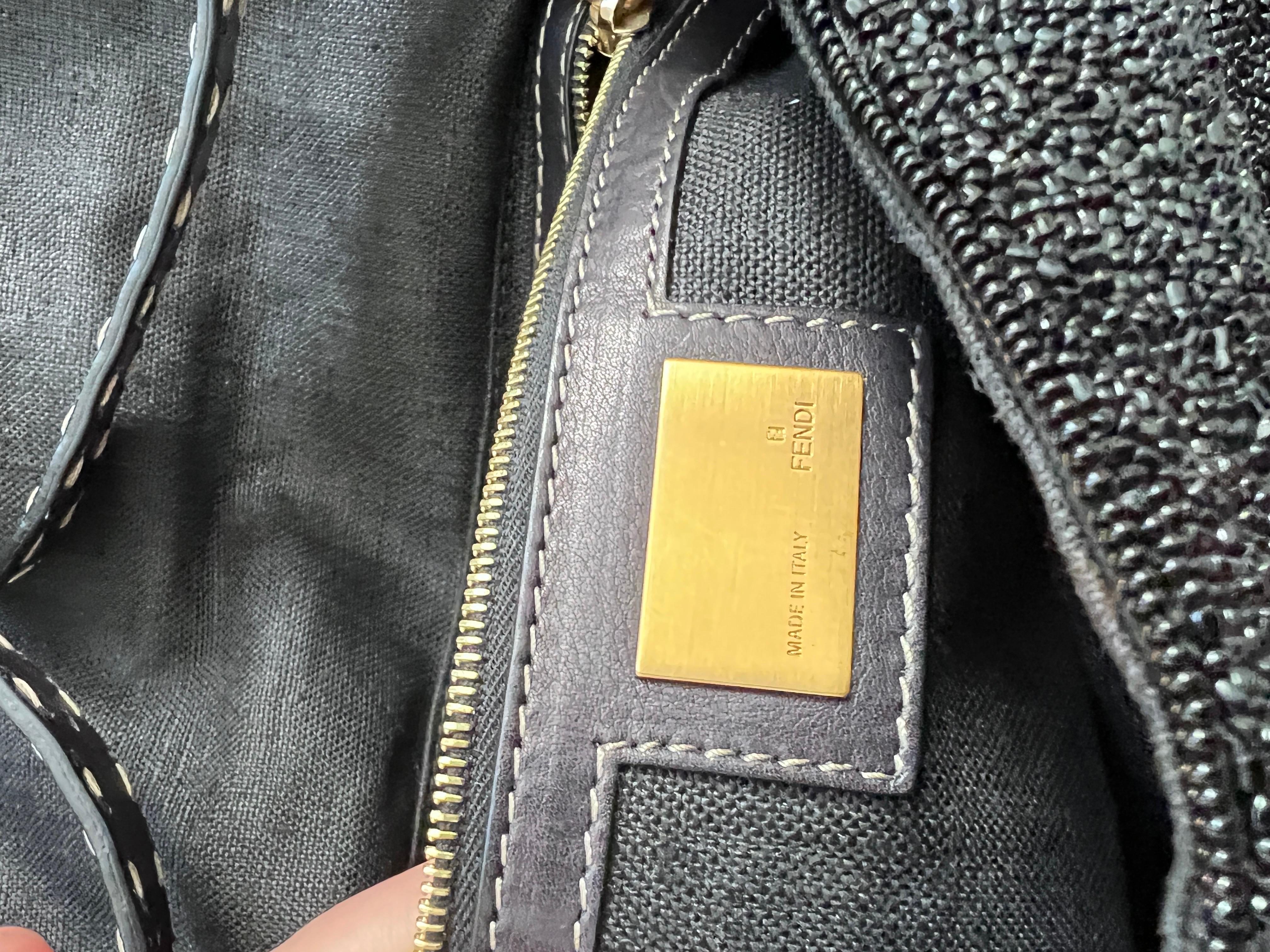 Vintage Fendi beaded with floral cross stitch baguette For Sale at 1stDibs