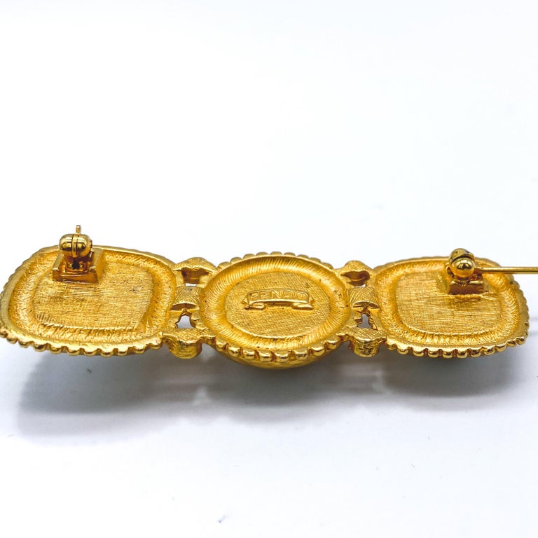 Vintage Fendi Gold Plated Pin Brooch 1990s at 1stDibs