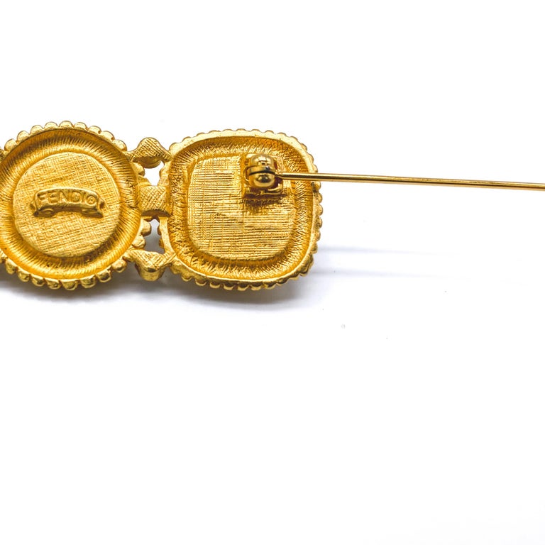 Vintage Fendi Gold Plated Pin Brooch 1990s at 1stDibs