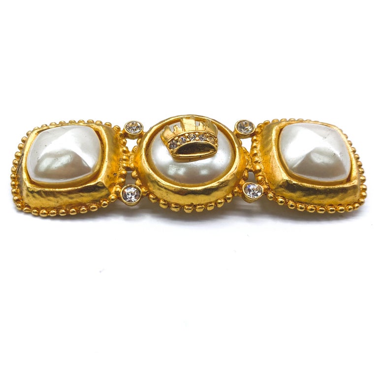 Vintage Fendi Gold Plated Pin Brooch 1990s at 1stDibs