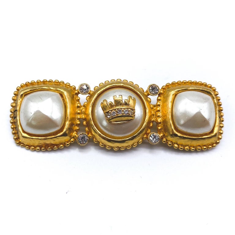 Vintage Fendi Gold Plated Pin Brooch 1990s at 1stDibs