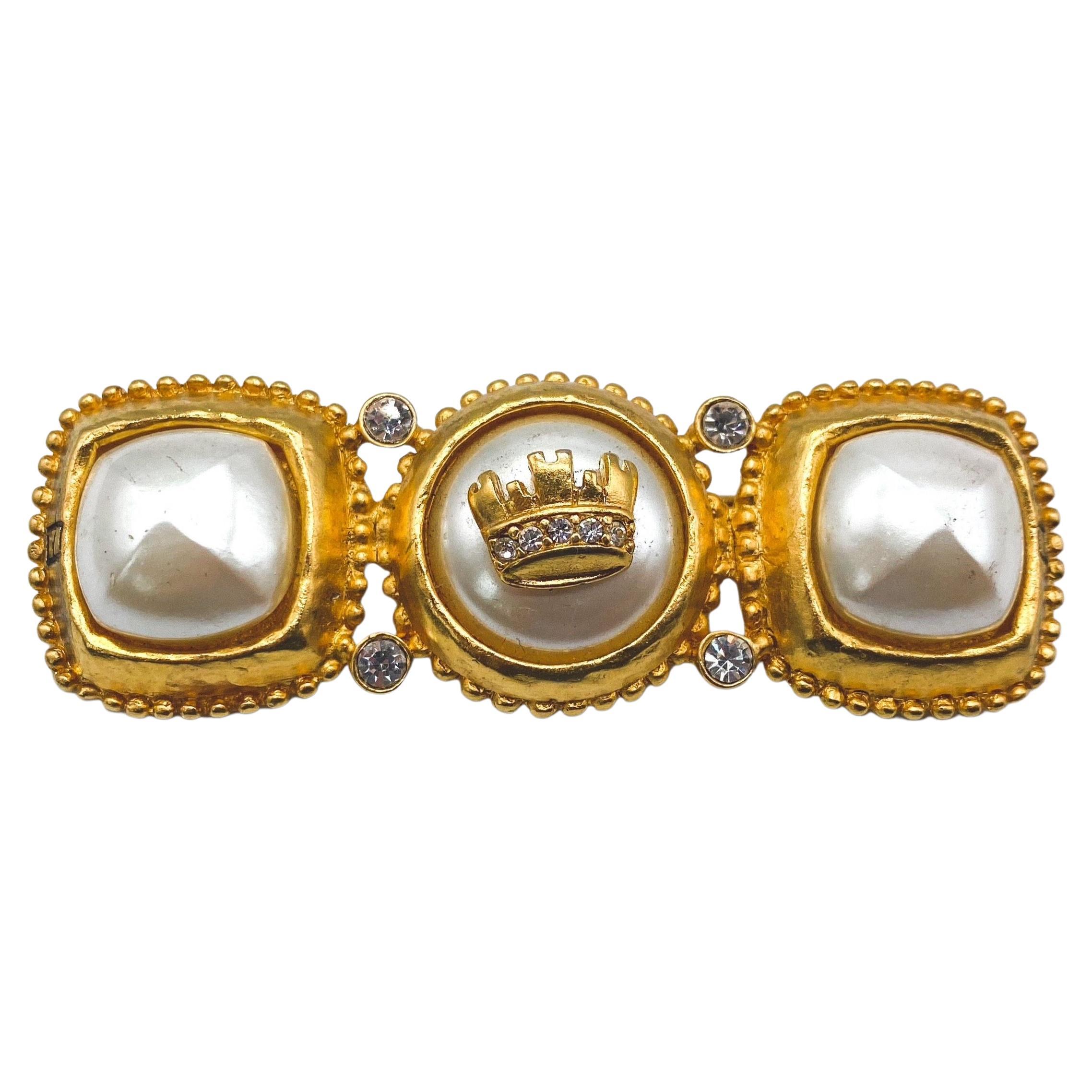 Vintage Fendi Gold Plated Pin Brooch 1990s at 1stDibs