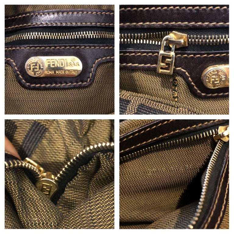 Vintage FENDI Brown Zucca Jacquard Hobo Shoulder Bag Medium For Sale at ...