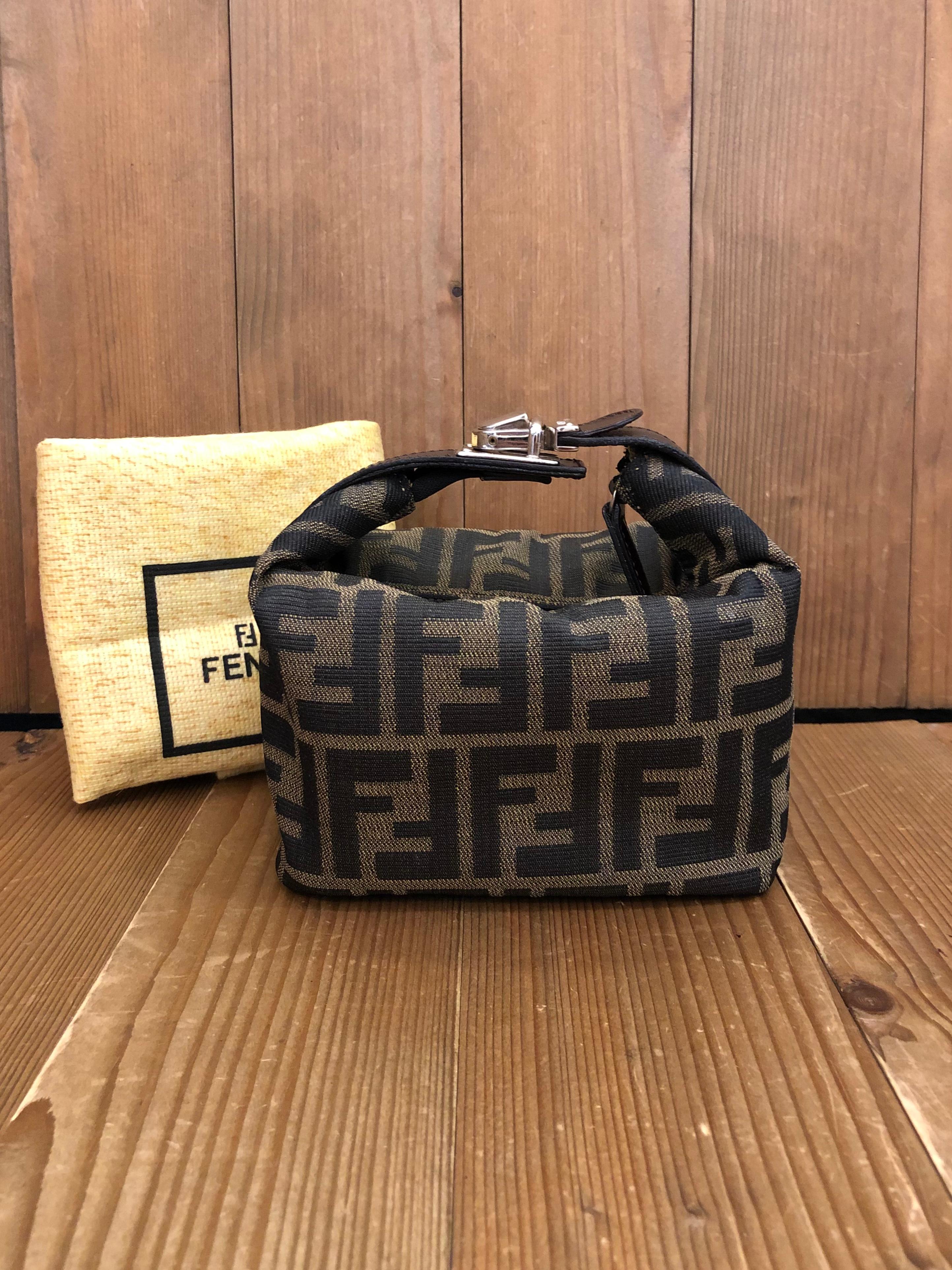 Vintage FENDI Brown Zucca Jacquard Mini Vanity Pouch Silver HW For Sale ...