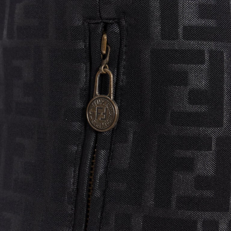 vintage FENDI FF Zucca monogram logo zip charm vest top S For Sale at 1stDibs