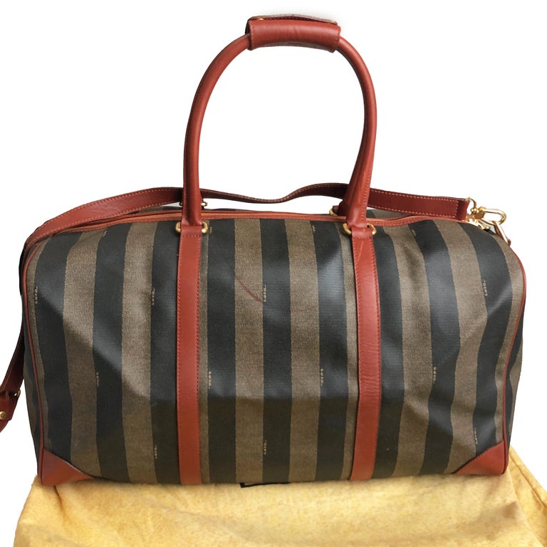 Vintage Fendi Pequin Duffle Bag Stripe Travel Bag Carry On 80s at ...