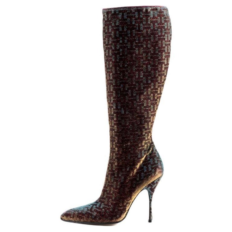 Vintage Fendi Stretch Knee Length Boots Italian 36 - US 6 For Sale at ...