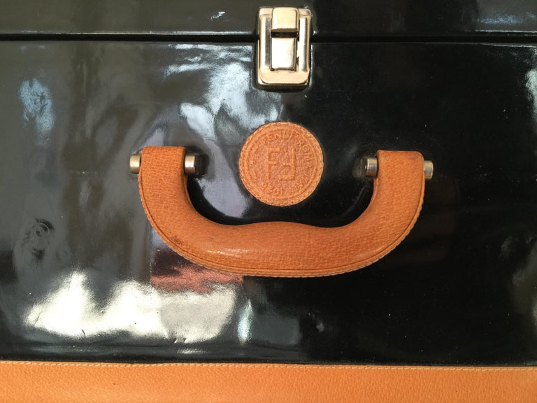 Vintage Fendi Trunk Luggage with Leather Details and Glossy Black ...
