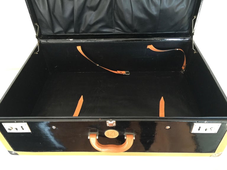 Vintage Fendi Trunk Luggage with Leather Details and Glossy Black ...