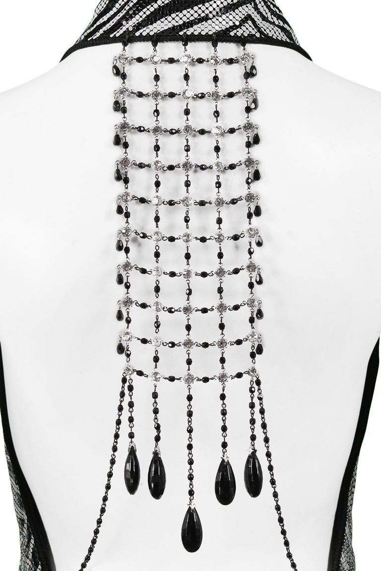 Vintage Ferrara Animal Print Zebra Chainmail Disco Top with Rhinestone ...