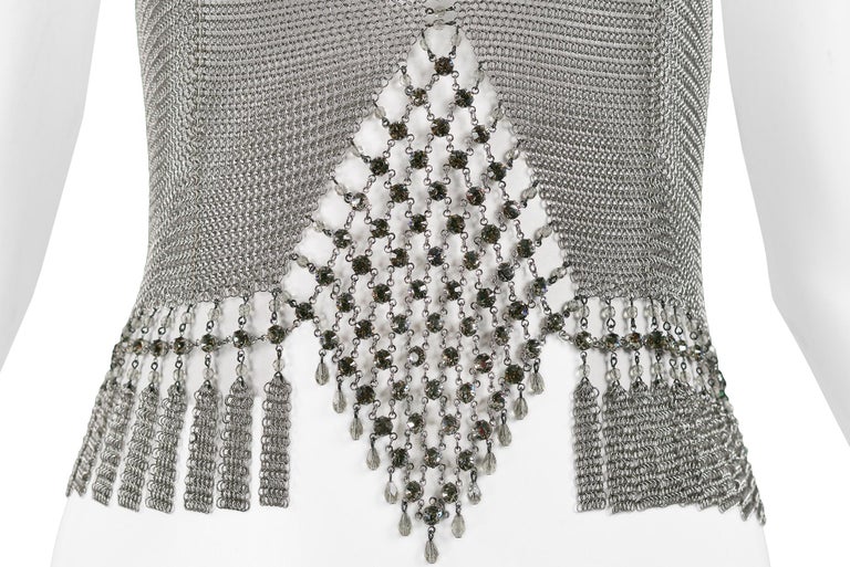 Vintage Ferrara Chainmail Metal Disco Halter Top with Rhinestone ...