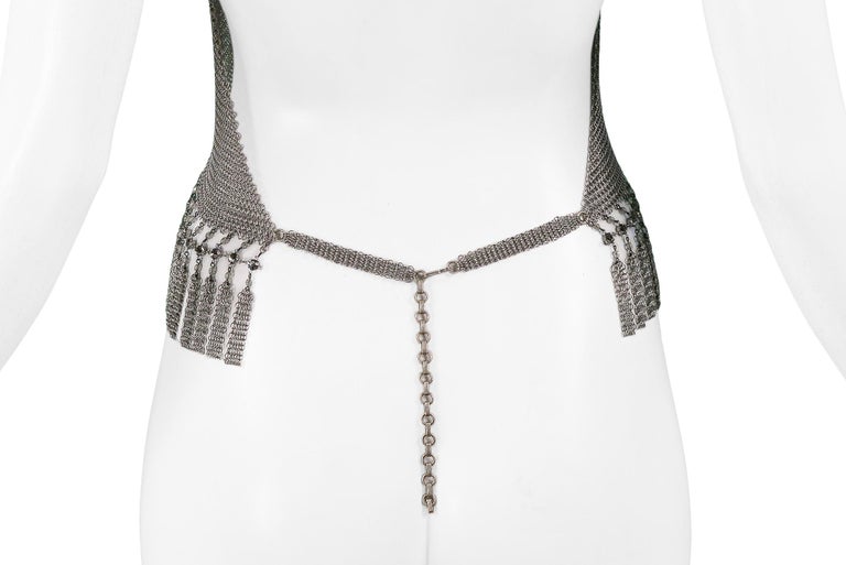 Vintage Ferrara Chainmail Metal Disco Halter Top with Rhinestone ...