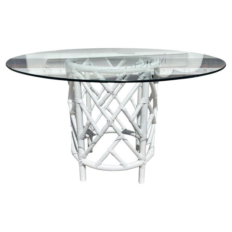 Vintage Ficks Reed Chippendale Pedestal Round Dining Table in Fresh ...