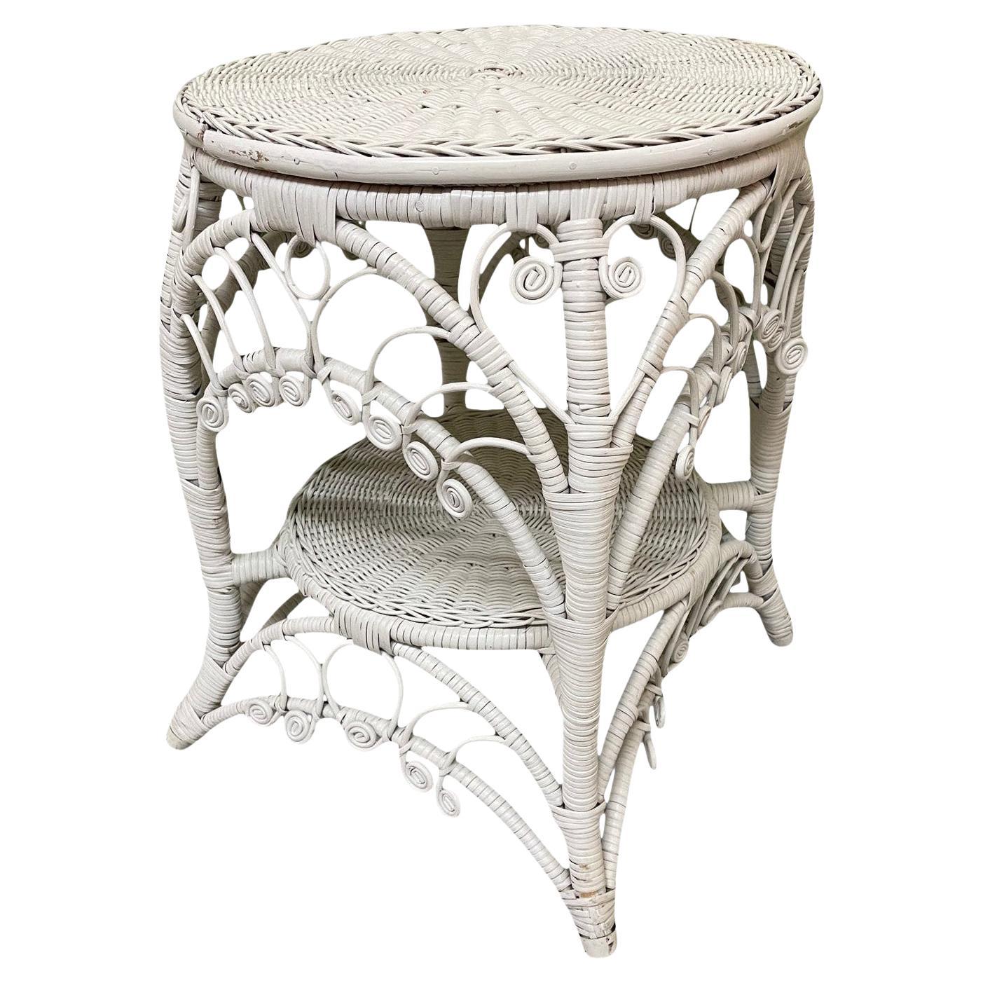 Heywood Brothers Attributed Natural Wicker End Table at 1stDibs