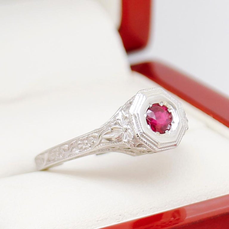 Vintage Filigree Ruby Ring For Sale at 1stDibs
