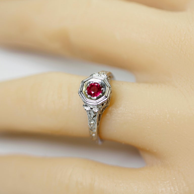 Vintage Filigree Ruby Ring For Sale at 1stDibs
