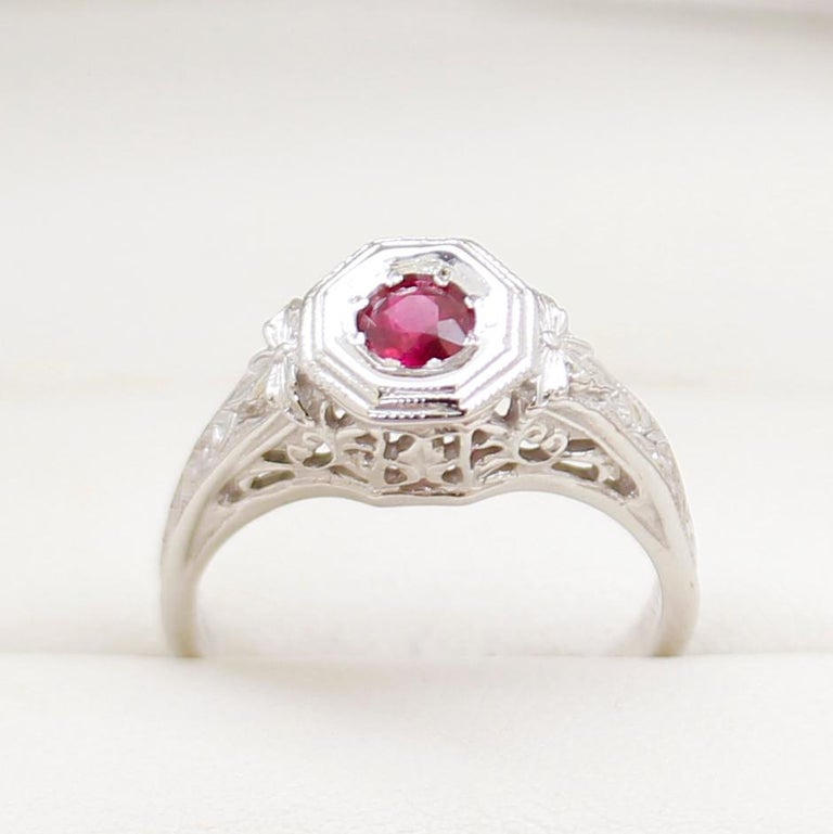 Vintage Filigree Ruby Ring For Sale at 1stDibs