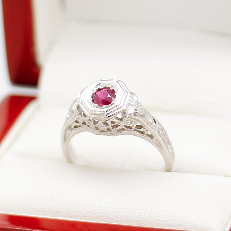 Vintage Filigree Ruby Ring For Sale at 1stDibs