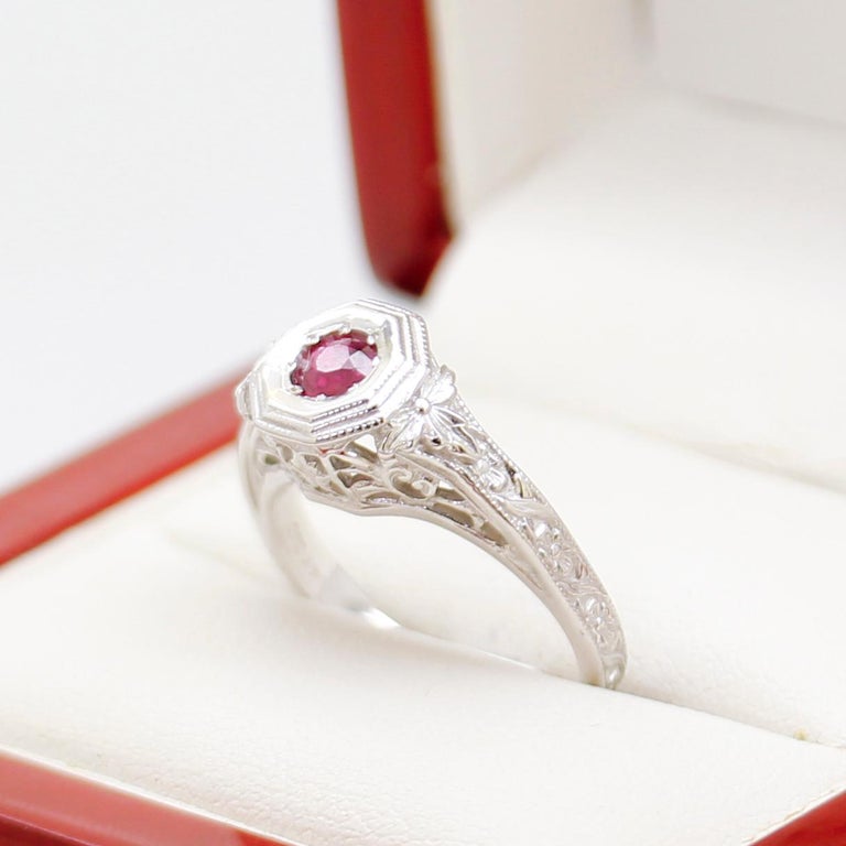 Vintage Filigree Ruby Ring For Sale at 1stDibs