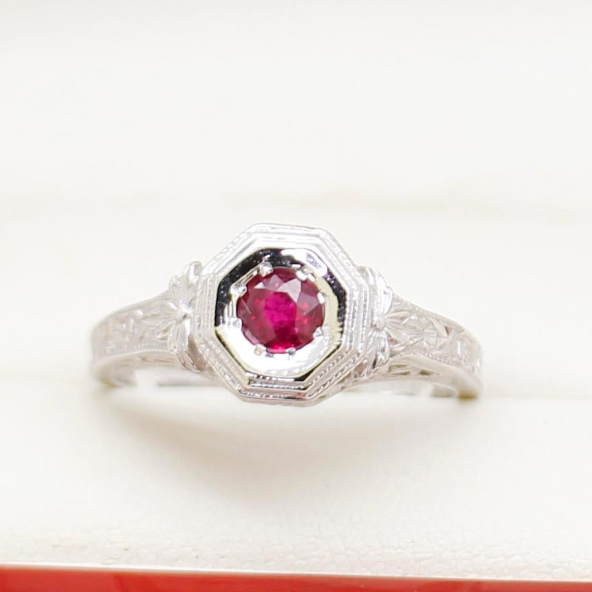Vintage Filigree Ruby Ring For Sale at 1stDibs