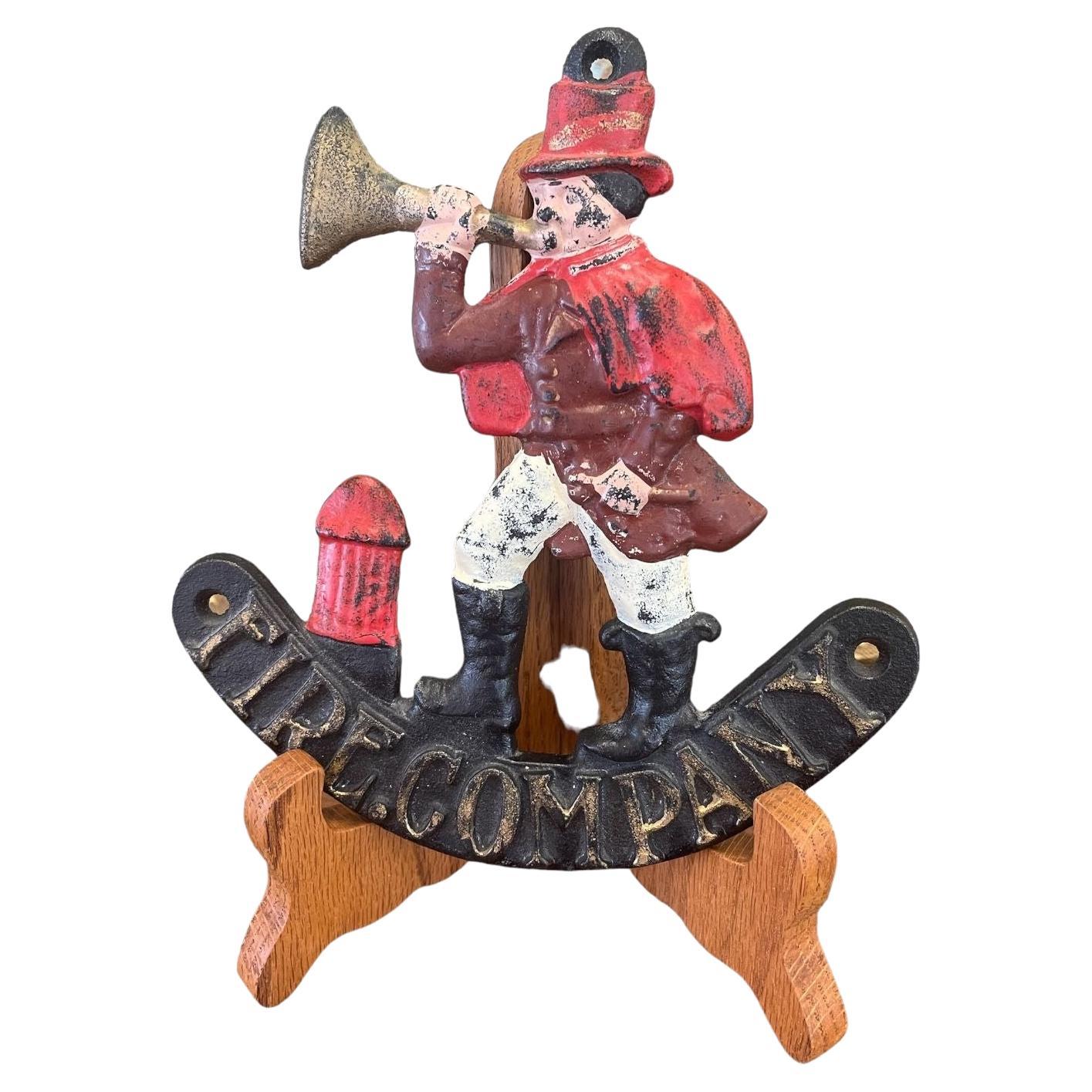 Vintage Fire Company cast Iron Plaque wall Decor For Sale at 1stDibs
