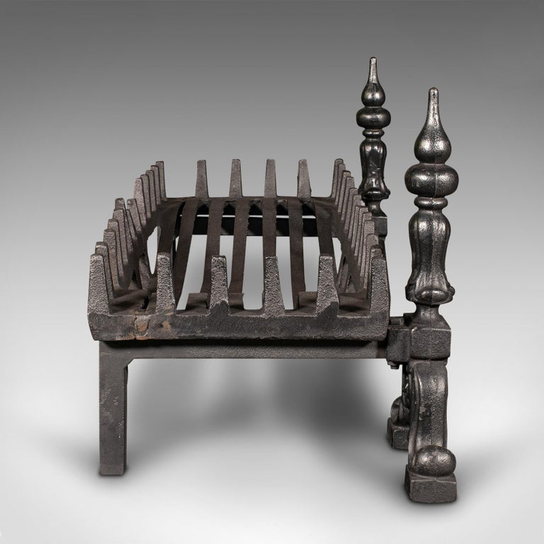 Vintage Fireplace Set, English, Cast Iron, Fire Basket, Andirons, Mid ...