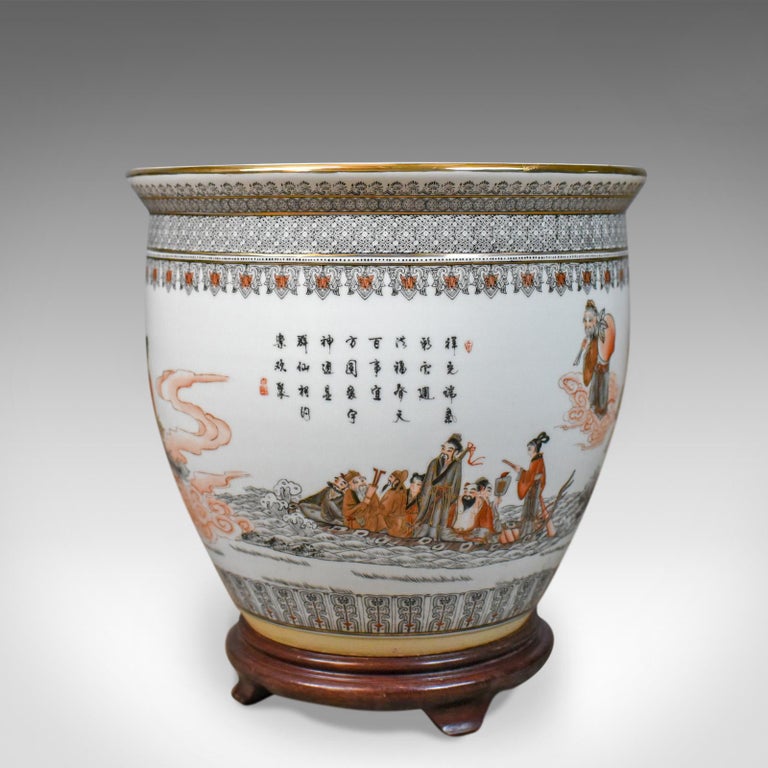 Vintage Fish Bowl on Stand, Plant Jardinière, Chinese, Ceramic Pot at ...