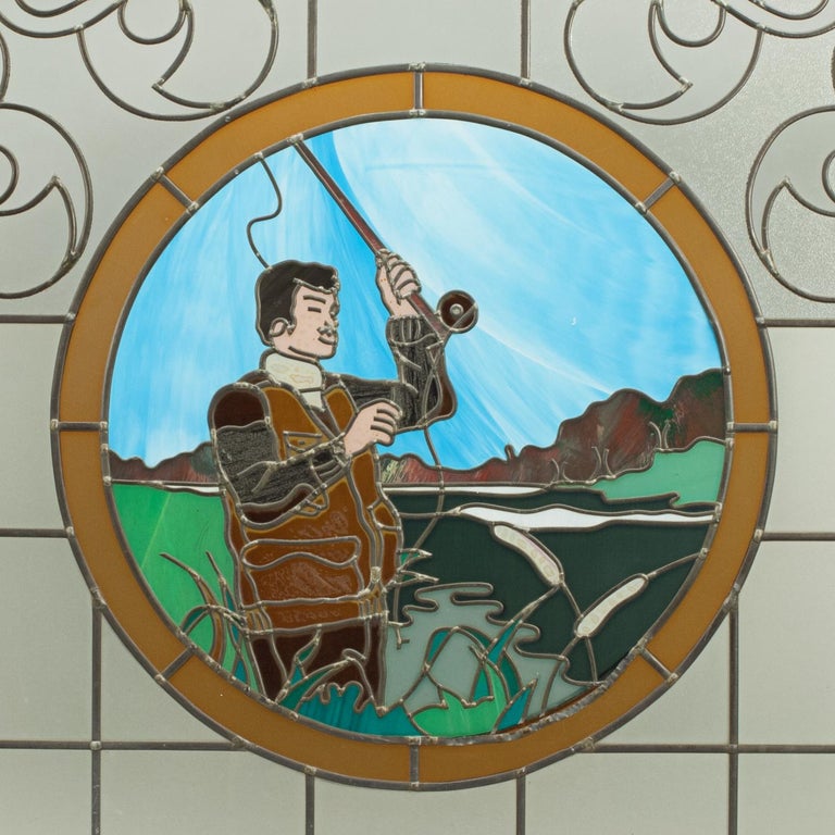 Vintage Fishing Stained Glass Window 1993 from the Mansfield Bar For ...