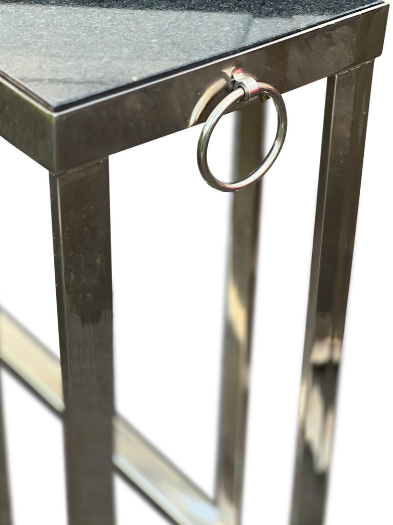 Vintage Flat Bar Chrome and Marble Top Cantilever Side Tables For Sale ...