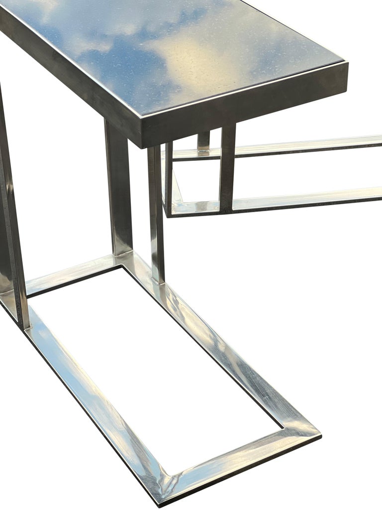 Vintage Flat Bar Chrome and Marble Top Cantilever Side Tables For Sale ...