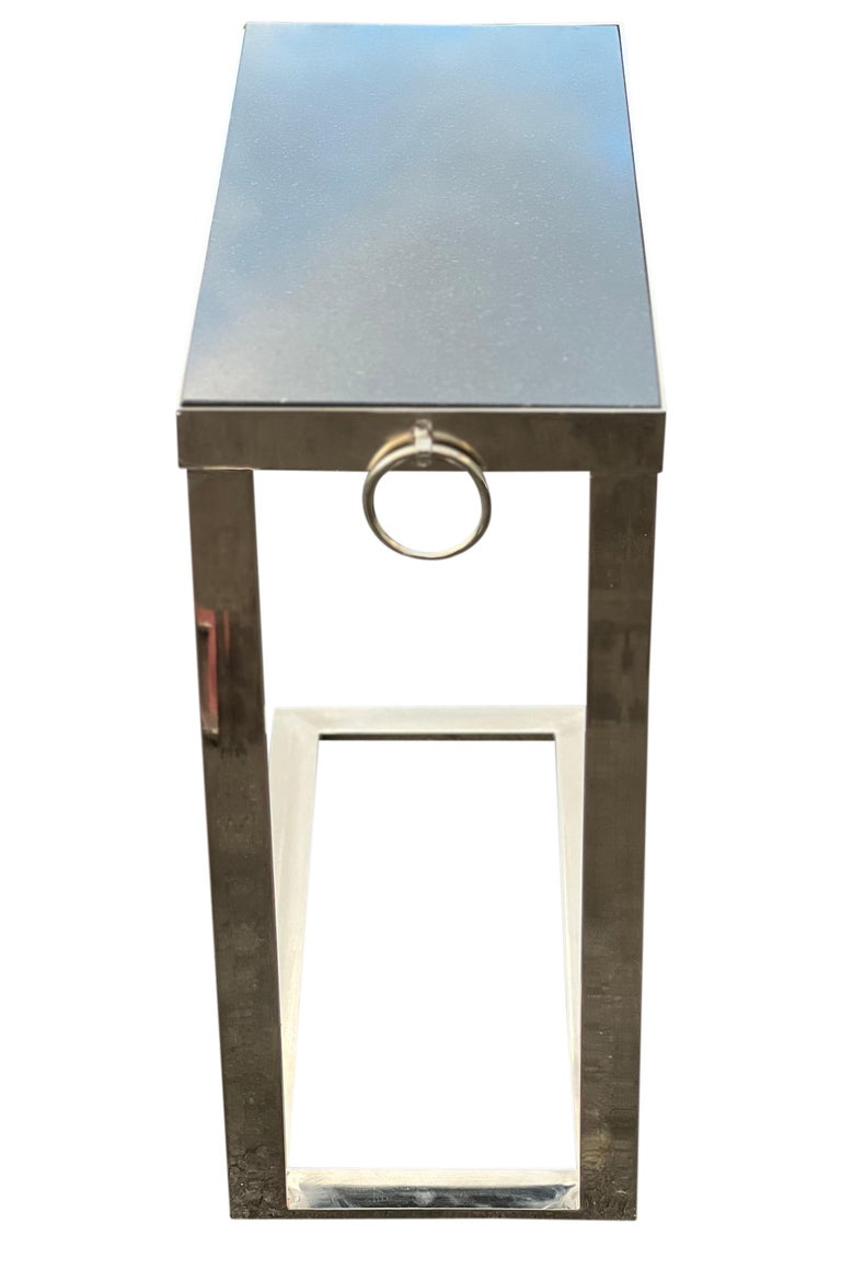 Vintage Flat Bar Chrome and Marble Top Cantilever Side Tables For Sale ...