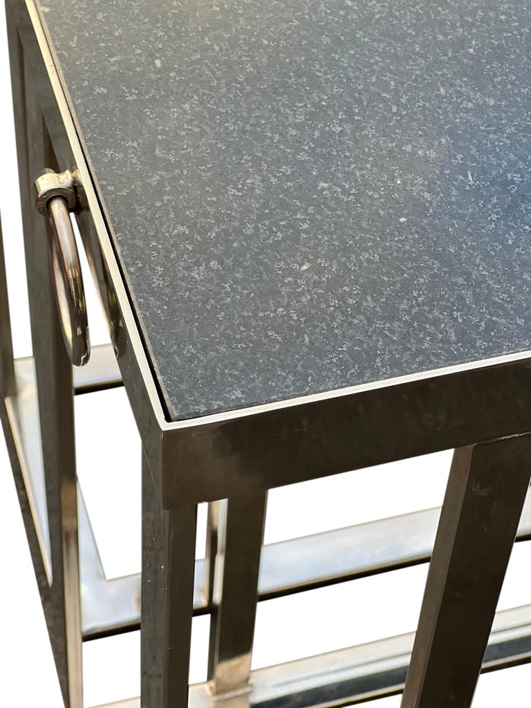 Vintage Flat Bar Chrome and Marble Top Cantilever Side Tables For Sale ...