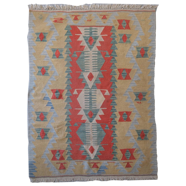 Vintage Flat-Weave Rug For Sale at 1stDibs | flatweave vintage rug