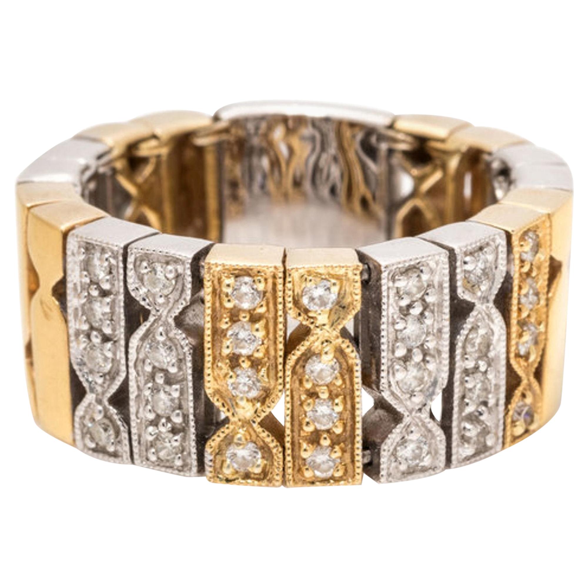 Alexandra Mor Flexible Chain Link Diamond Gold Ring at 1stDibs ...