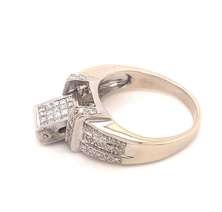 Vintage Flip Ring with Diamonds and Rubies 14K White Gold For Sale at ...