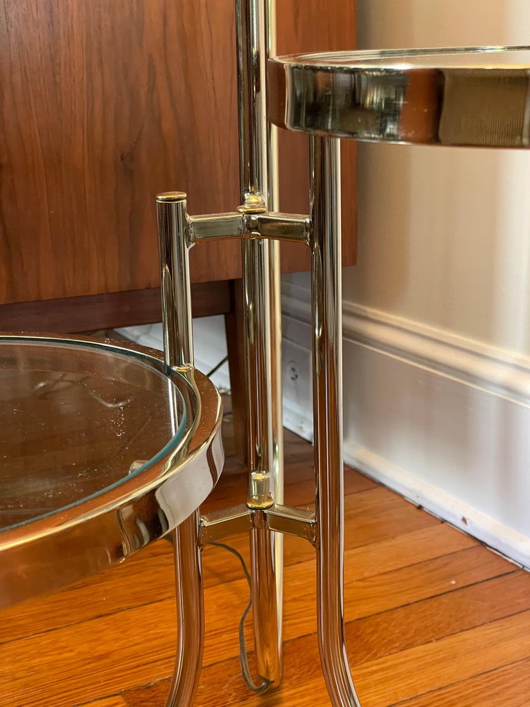 Vintage Floor Lamp with Three Circular Built-In Stand Tables For Sale ...